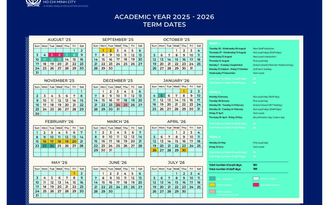 BVIS HCMC Academic Calendar 2025 - 2026 | Term Dates